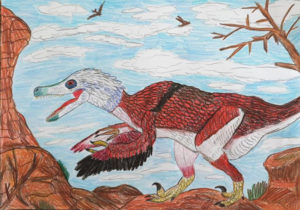 Female Velociraptor Drawn by Young Artist