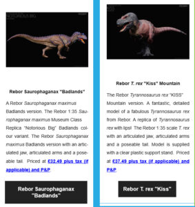 Rebor Dinosaur Models in the Everything Dinosaur Newsletter