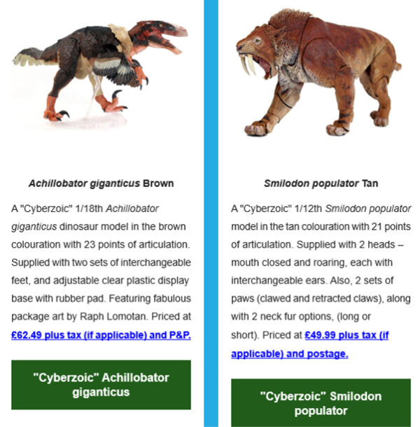 "Cyberzoic" Wave 1 Figures Feature in Customer Newsletter